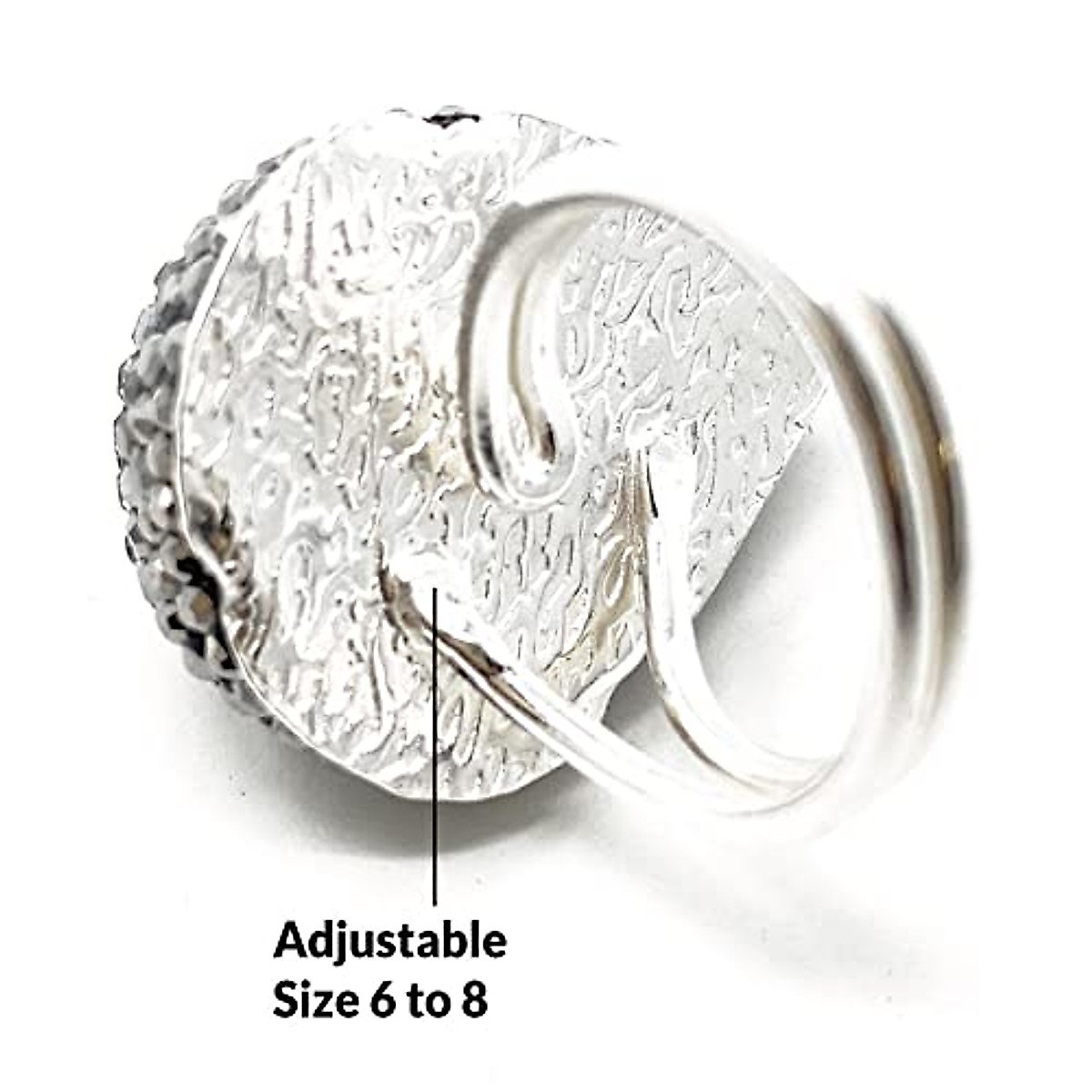 Duel On Jewel Turkish Silver Rhodium Ottoman Sultan Womens Cocktail Teardrop Adjustable Ring Size 6 to 8 in Green Zircon and Accents - Gifts For Mothers Day Bride Wedding Party