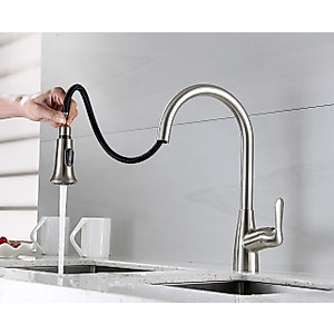 Derengge Stainless Steel Kitchen Faucet Single Handle Pull-Down Kitchen Sink Faucet,Faucet for Farmhouse, Camper, Laundry, Rv, Bar,KF-058-SS