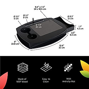 Couch Tray Table and Bed Tray Table for Breakfast in Bed and Food Tray. Coffee Table Tray and Cellphone Holder. Drawer Organizer. Portable Serving Tray. (Black)