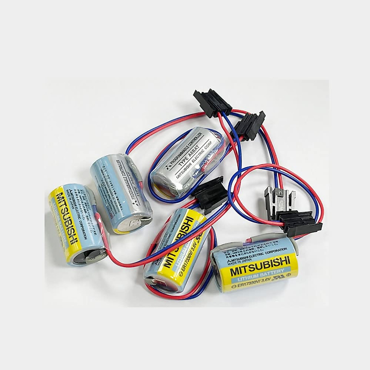 BAOBUTE 5PCS MR-BAT ER17330V 3.6V 1700mAh PLC Replacement Battery with Plug Non-Rechargeable for A6BAT FANUC CNC System Power, 17*35mm