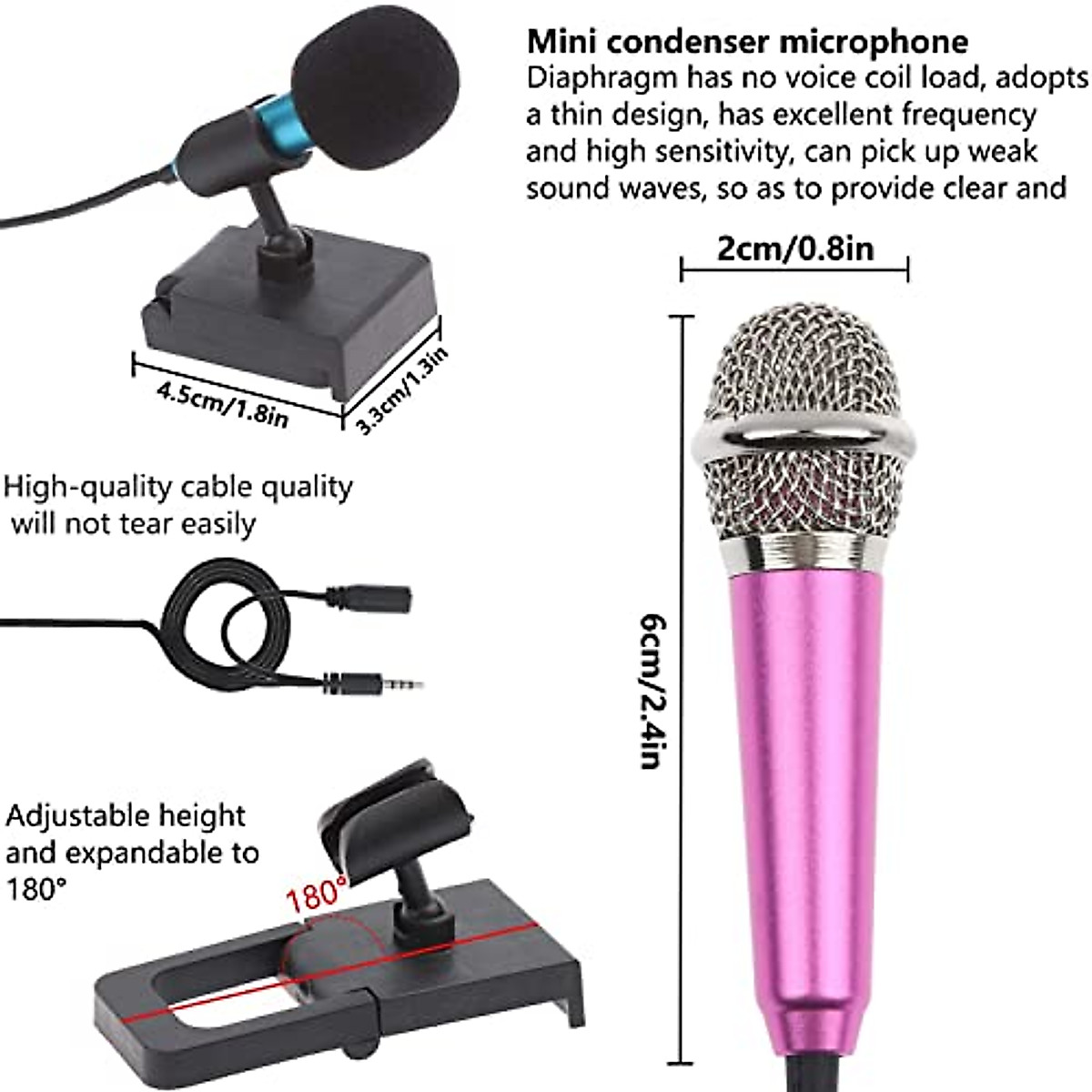 4Pcs Mini Microphone Mini Karaoke Microphone for Voice Recording, Portable Microphone Chatting and Singing Compatible with Smartphone iPhone, iPad, Laptop