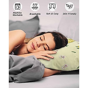 Edwiinsa Summer Lemon Pillow Covers Queen Size Set of 2 20x30 Bed Pillow, Spring Floral Gnomes Rustic Yellow Plush Soft Comfort for Hair/Skin Cooling Pillowcases with Envelop Closure