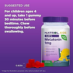 Natrol Kids Melatonin 1mg, Dietary Supplement for Restful Sleep, 140 Berry-Flavored Gummies, 140 Day Supply