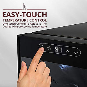 Schmecke 24 Bottle Compressor Wine Cooler Refrigerator w/Lock | Large Freestanding Wine Cellar | 41f-64f Digital Temperature Control Wine Fridge For Red, White, Champagne or Sparkling Wine - Black