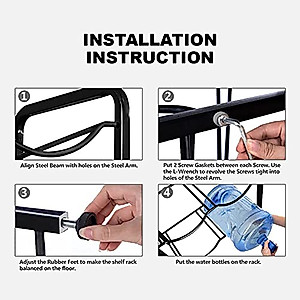 3-Tier Water Jug Holder Rack Water Cooler Jug Rack 5 Gallon Water Bottle Holder Detachable Heavy-Duty Dispenser Organizer for Home Kitchen Office Save Spacer (3-Tier)