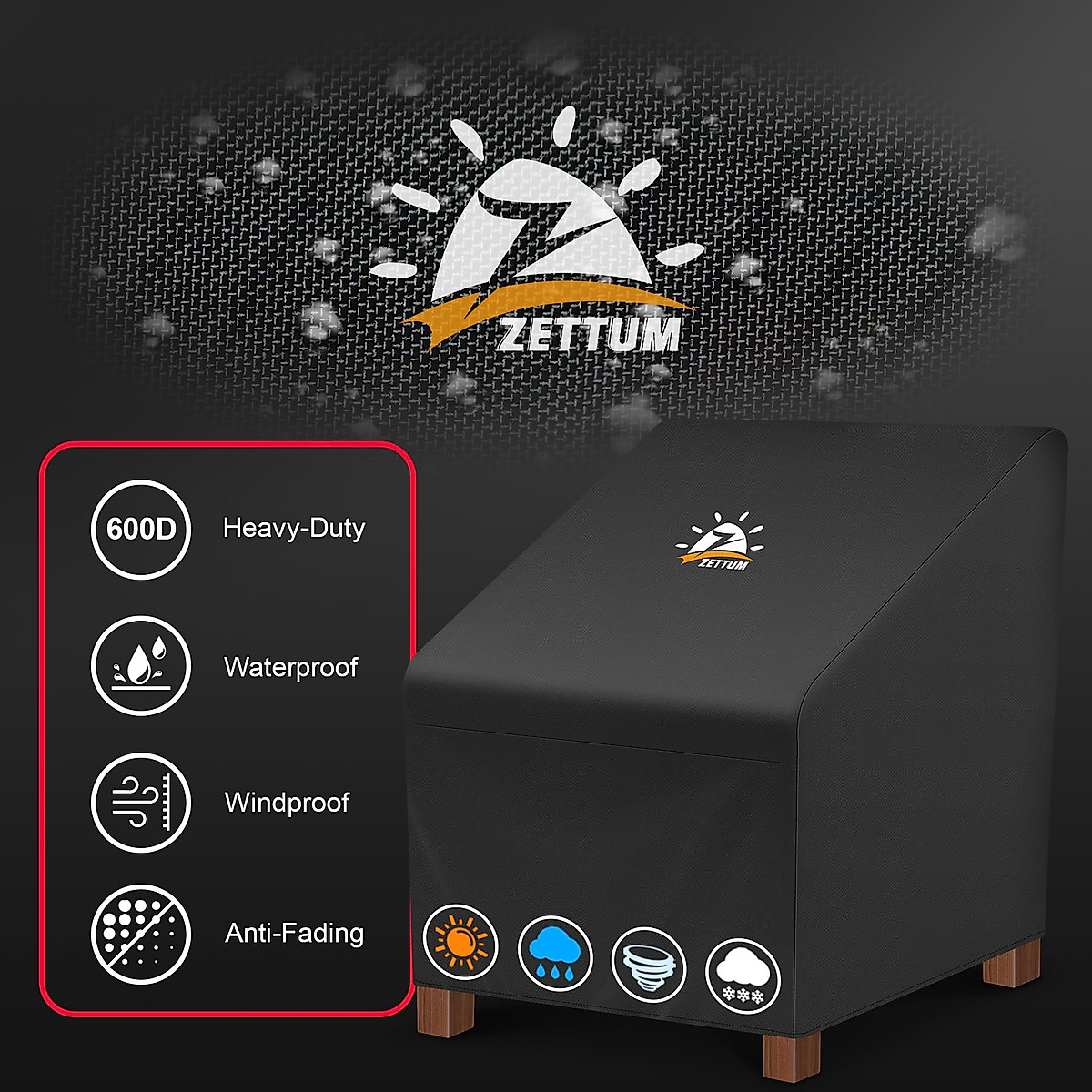 Zettum Patio Chair Covers 2 Pack - 600D Outdoor Chair Cover Waterproof & Heavy Duty, Lawn Lounge Furniture Cover for Wicker Chair, Swivel Chair, Rocking Chair, Single Sofa Chair - 35 x 38 x 31 Inch