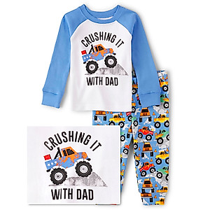 The Children's Place,and Toddler Long Sleeve Top and Pants Snug Fit 100% Cotton 2 Piece Pajama Set,SPRING BLUE,5T