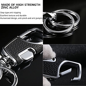 KIFIDAN Car Keychain Premium Keychain 2 Keyrings Chrome Plated Stainless Steel Heavy Duty Car Keychain Men and Women Heavy Car Keychain Keychain-Black