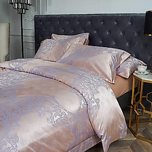 Dolce Mela Queen - 6 Piece Bedding Duvet Cover Set, Luxury Jacquard Top, 100% Soft Combed Cotton Inside, Superior Comfort, Breathable, All-Season, Machine Washable, DM805Q, Multi-Color