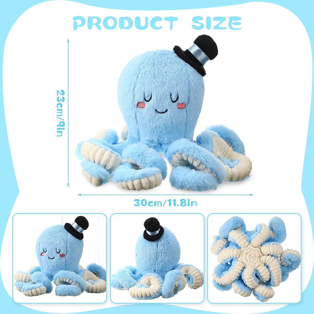 2 Pcs Octopus Stuffed Animals 16 Inches Cute Summer Plush Doll Play Toy Octopus Animal Soft Toy Marine Doll for Gender Reveal Party Teens Adults Birthday Holiday Presents