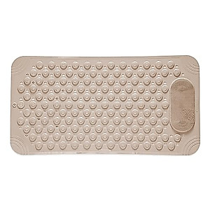 YCT Bathtub Mat Non Slip, Bath Mats for Tub, Shower Mat with Suction Cups Drainage Holes, Machine Washable, Foot Massage, Exfoliating, 27.5 x 14.2 inches, Beige