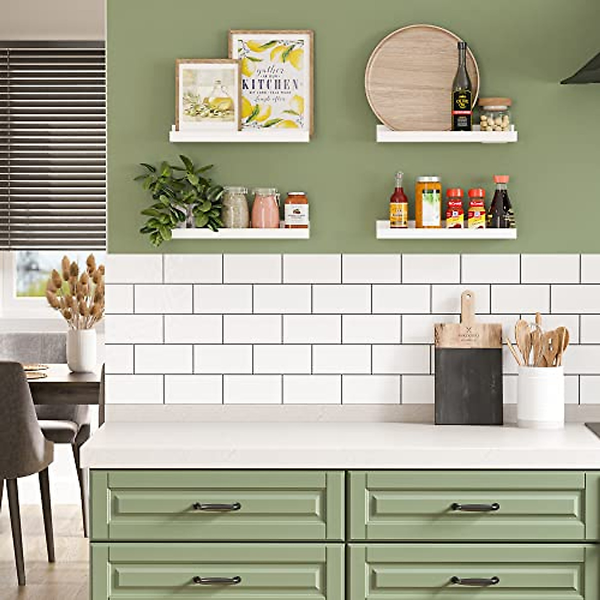 Wallniture Denver White Floating Shelves for Wall, 14" Floating Book Shelves for Kids Room Decor, White Wall Shelf for Nursery Decor, Wall Bookshelf for Living Room, Picture Ledge Set of 4