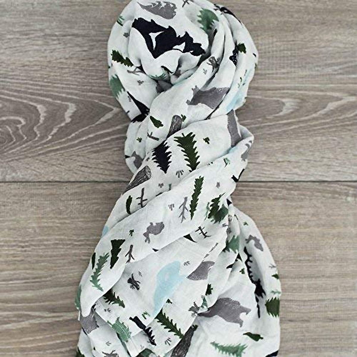 GRACED SOFT LUXURIES Extra Soft Muslin Swaddle Baby Blankets 70% Rayon from 30% Cotton 2 Pack (Woodland Forest)