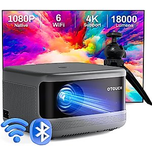 [Electric Focus]OTOUCH Projector Native 1080P 18000LM WiFi 6 Bluetooth 5.2 Projector 4K Support 4P/6D Keystone/50% Zoom/Phone Mirror/HiFi Speakers/Tripod/300''/Portable Case for Home/Outdoor 2024 New
