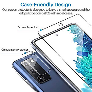 LK 6 Pack 3 Pack Screen Protector & 3 Pack Camera Lens Protector for Samsung Galaxy S20 FE 5G 6.5-inch, Tempered Glass, Easy Frame Installation, Support Fingerprint Reader, Case Friendly