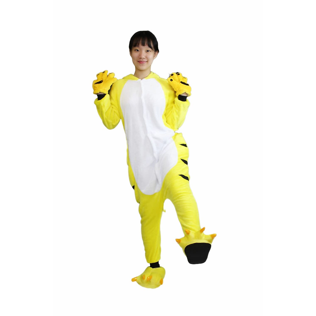 Akanbou Cosplay Monster Paw Plush Slippers Monster Feet Claw Slippers Home Shoes for Adults and Children (Women US 4.5-8.5, Yellow)