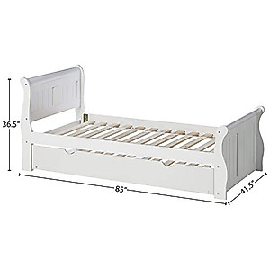 Donco Kids 325-TW_503-W Sleigh Bed withTrundle Bed, Twin/Twin, White