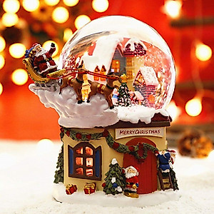 ZSM Music Boxes for Boys and Girls Music Box Christmas Music Box 'Jingle Bells' Musical Figurine Crystal Ball Music Box Santa and Reindeer Christmas Snow Globe