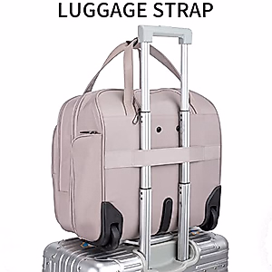 VANKEAN Rolling Laptop Bag Women with Wheels, 15.6 Inch Rolling Briefcase for Women, Water Repellent Overnight Rolling Computer Bag with RFID Pockets for Travel Business Work School, Light Dusty Pink