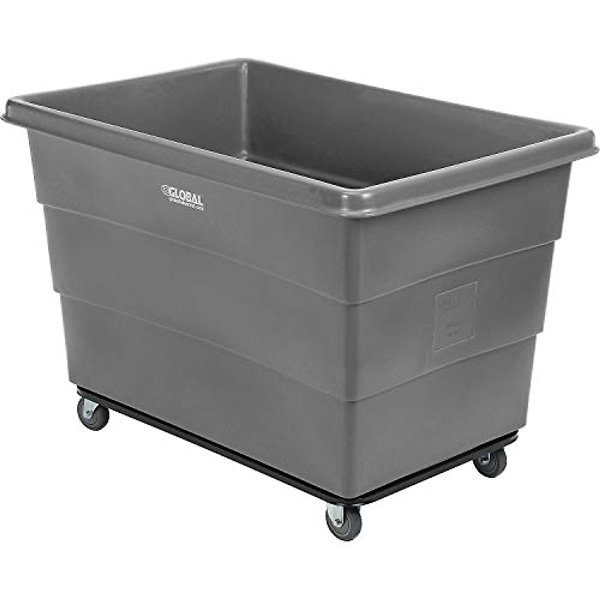 Global Industrial 20 Bushel Plastic Bulk Box Truck, Steel Chassis Base, Gray, 50-2/5"L x 34-3/5"W x 35-3/5"H
