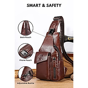 Sling Bag Small Purse Leather for Women Men Crossbody Bag Chest Bags Shoulder Backpack Cross Body Water Resistant