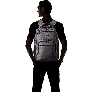 Kenneth Cole REACTION Travelier Multi-Pocket Laptop & Tablet Business, School, & Travel Backpack Bag, Charcoal, One Size