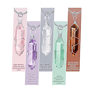 5 Pieces Crystals Stone Keychain Healing Stones Jewelry Hexagonal Crystal Keyring Quartz Pendants Keychain Quartz Crystal Healing Crystal for Women