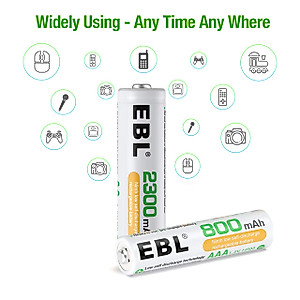 EBL 24 Sets AA AAA Batteries Combo with 12-Pack AA 2800mAh & 12-Pack AAA 1100mAh 1.2V Rechargeable Batteries