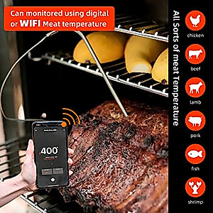 4 Pack Replacement Meat Probe for Masterbuilt Gravity Series 560/800/1050 XL Digital Charcoal Grill + Smoker, 9004190170 Accessories Temperature Probe, with Probe Grommet and Grills Clips