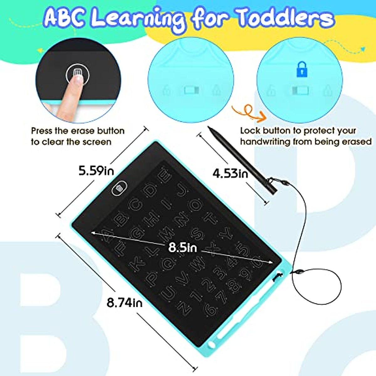 ABC Learning for Toddlers, Montessori Alphabet Number Tracing Toys, Handwriting Practice for Preschool 4 5 6 Years Old Kids, LCD Writing Tablet, Letter Tools Educational Learning Toys