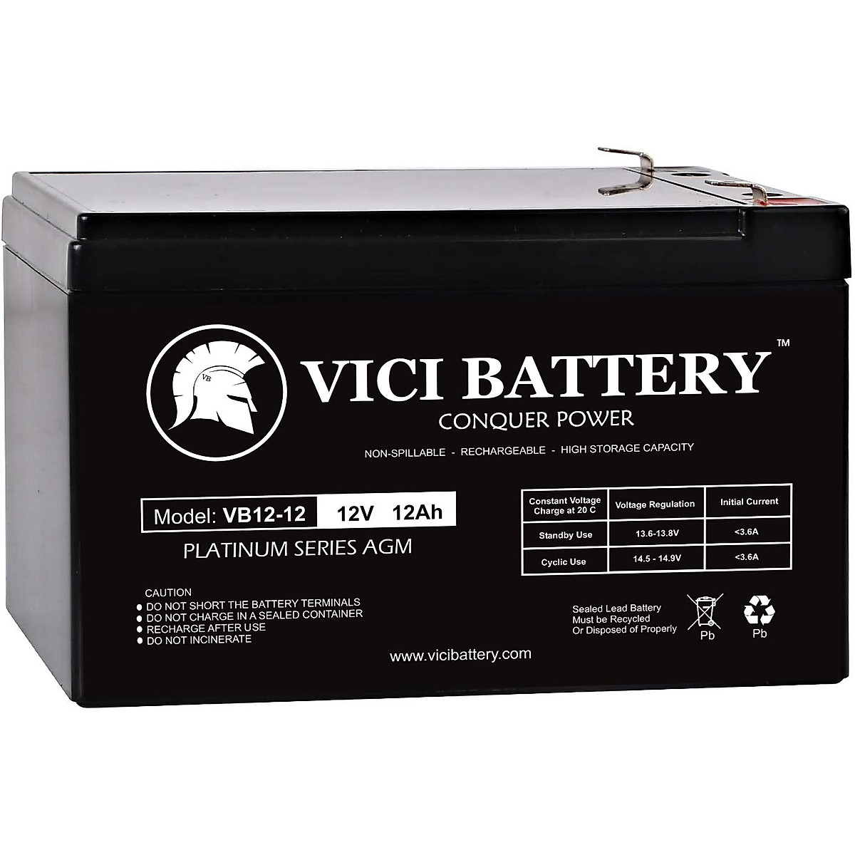 VICI Battery VB12-12 - 12V 12AH F2 Battery REPL. 6DZM-10, 6-DZM-10-4 Pack Brand Product