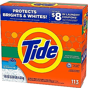 Tide Powder Laundry Detergent, Mountain Spring, 143 oz (Packaging May Vary)