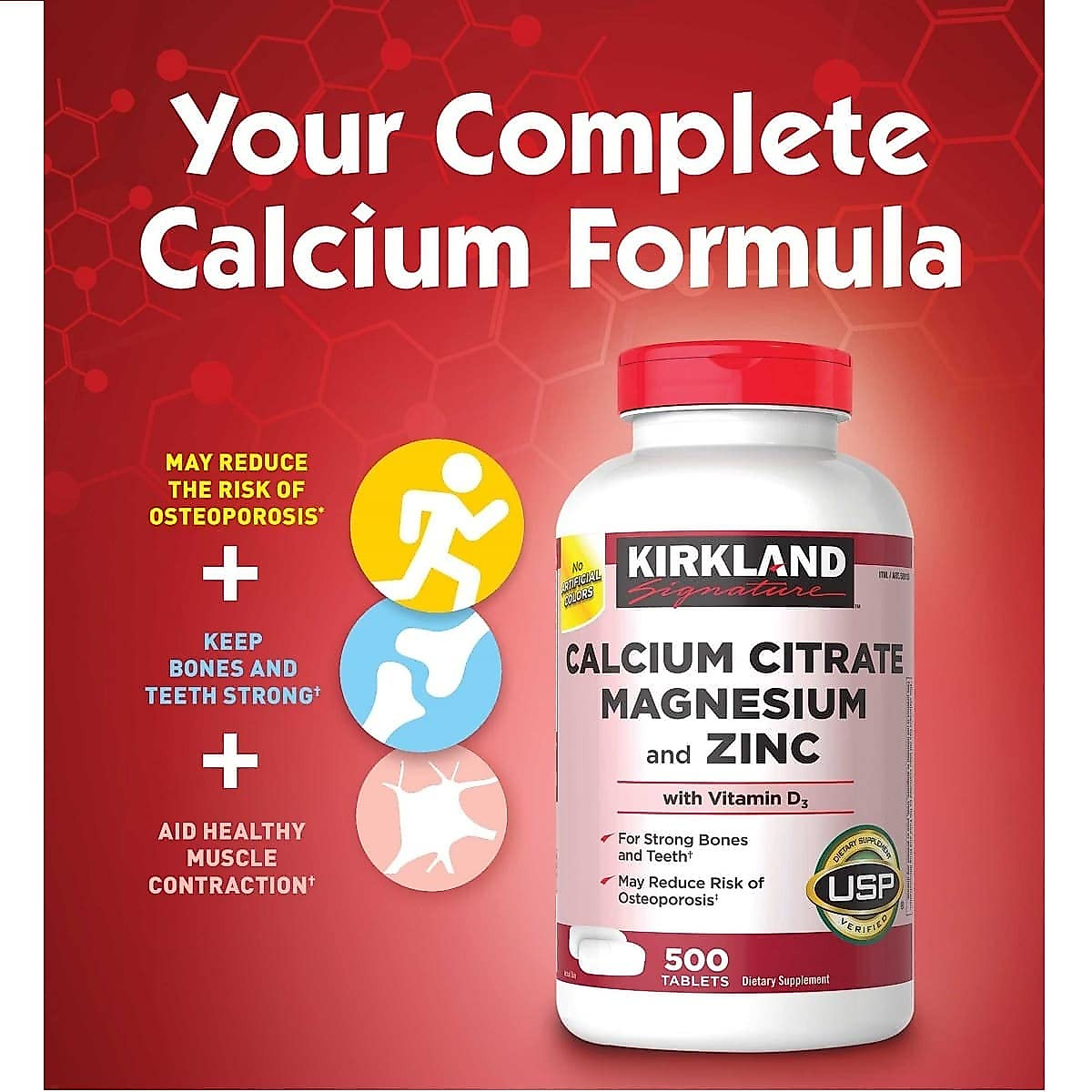 Kirkland Signature – Calcium Citrate, Magnesium and Zinc 500 Tablets + Vitamin E 400IU, 500 Softgels (Bundle of 2 Units Total)