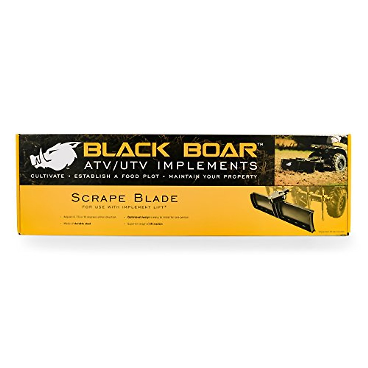 Black Boar ATV/UTV Scrape Blade Implement, Adjusts 0, 7.5 or 15 Degrees in Either Direction, Use to Cultivte, Establish Food Plot, Maintain Your Land (66005)