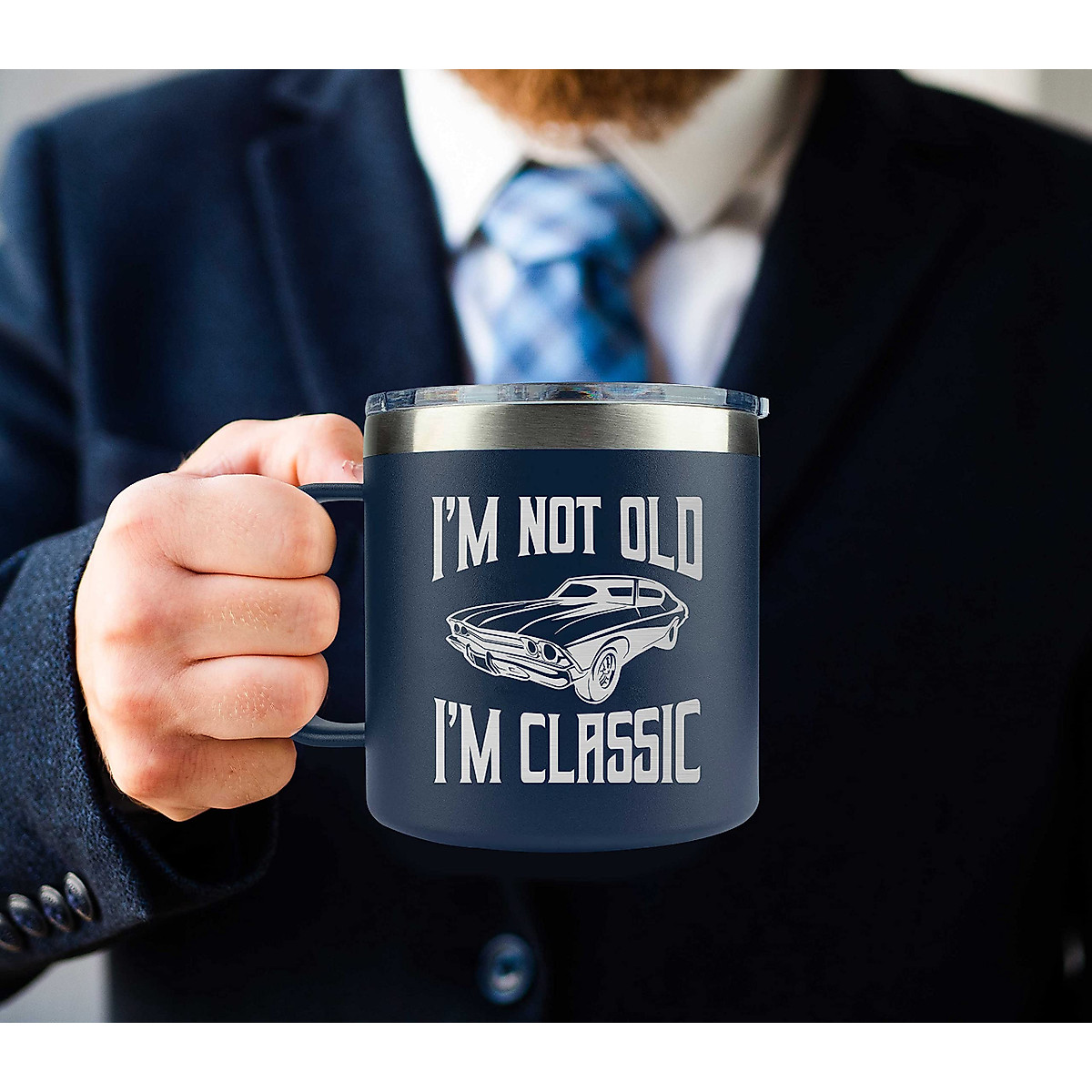 AMAZPRINTS Christmas Gifts for Dad, Grandpa, Him from Daughter, Son - Dad Gifts for Christmas - Birthday Gifts for Men - Retirement Gifts - Dad Birthday Gift for 40th 50th 60th 70th 80th 14oz Navy