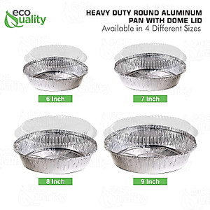 EcoQuality [50 Pack] - 6 Inch Disposable Round Aluminum Foil Take-Out Pans with Plastic Lids Set - Disposable Tin Containers, Perfect for Baking, Cooking, Catering, Cake Pans, Parties, Restaurants