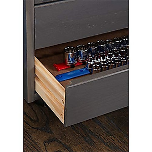 Linon Callie Multipurpose Six Drawer Dresser Wide Wood Rolling File Cabinet Storage Cart with Casters in Gray