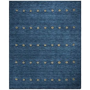 SAFAVIEH Himalaya Collection Area Rug - 9' x 12', Blue, Handmade Dotted Wool, Ideal for High Traffic Areas in Living Room, Bedroom (HIM590M)