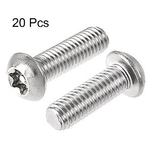 uxcell M8x25mm Torx Security Machine Screw, 20pcs Pan Head Screws Inside Column, with T40 L-Type Wrench, 304 Stainless Steel Fasteners Bolts