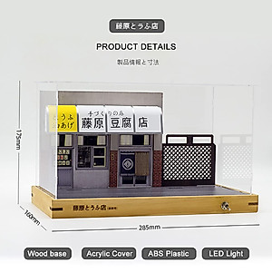 Leauktcnly 1/32 LED Takumi Background Model Car Acrylic Display Case with AE86 Diecast Car Model JDM Car Model Display Box