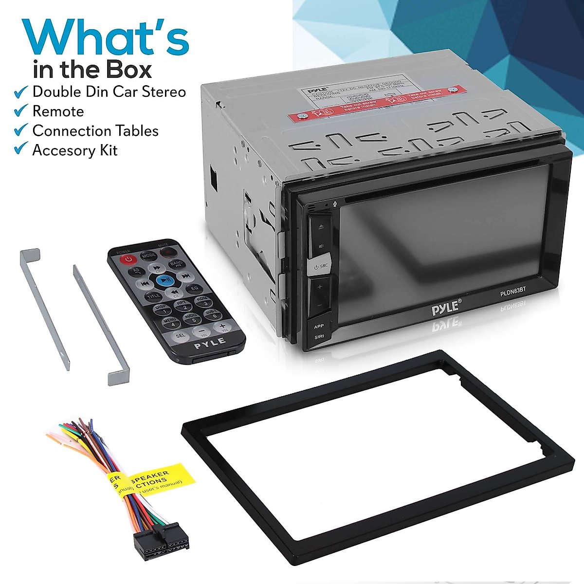 Pyle Double Din DVD Car Stereo Player Bluetooth in-Dash Car Stereo Touch Screen Receiver w/ USB/SD, MP3, CD Player, AM FM Radio, Steering Wheel Feature, Hands-Free Call, Camera/Speaker Input - Pyle