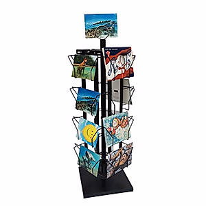 FixtureDisplays® Adjustable Greeting Card Rack 4x6"-7x5" Horizontal Vertical Post Card Display .Pocket Size: 4.5-9.9" Wide X 5.8" Tall, 16 Pockets 11602-BLK-NEW-NF