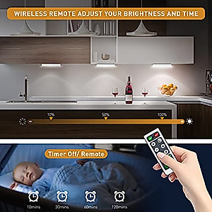 LED Closet Light with Charging Station, 20LEDs Dimmer Rechargeable Motion Sensor Under Cabinet Lighting with Remote Control, Wireless Stick-Anywhere Night Safe Light Bar for Wardrobe,Kitchen-5 Pcs