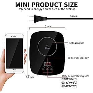 nicelucky Coffee Mug Warmer for Desk with Heating Function 25 Watt Electric Beverage Warmer with Adjustable Temperature 131℉/ 55℃or 167℉/ 75℃ (Without Mug)