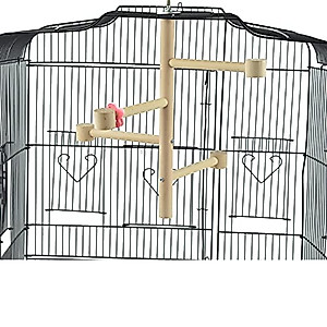 Wooden Bird Cage Stands Perches for Parrots, Parakeet Chewing Climbing Toys, Parrot Cage Top Tree Perches Play Stand Platform Playground Ladders Toys for Cockatiels Budgies Small Medium Parrots