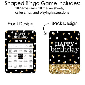 Big Dot of Happiness Adult Happy Birthday - Gold - Find The Guest Bingo Cards and Markers - Birthday Party Bingo Game - Happy Birthday Bingo - Set of 18