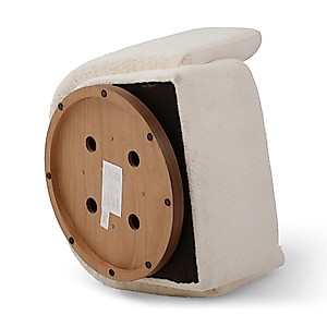 LyuHome 29.53" Modern Curved Sofa Couch, Round Swivel Accent Sofa Chair Upholstered Small Cream Couch Boucle Chair for Living Room Bedroom Apartment (Beige)