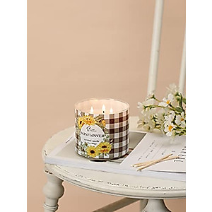 Sunflower Candle Sunflower Scented Candle 3 Wicks Large Candle, 14 oz