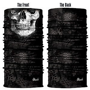 Obacle Skull Face Mask Half for Dust Wind UV Sun Protection Seamless 3D Tube Mask Bandana for Men Women Durable Thin Breathable Skeleton Mask Motorcycle Riding Biker Cycling (Black White Skull)