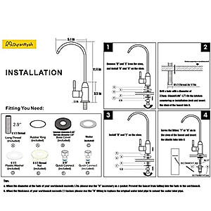 Drinking Water Faucet SUS304 Stainless Steel 100% Lead-Free Heavy Duty Faucet 90° Single Handle 360° Swing Spout Brass Ceramic Cartridge Matte Black